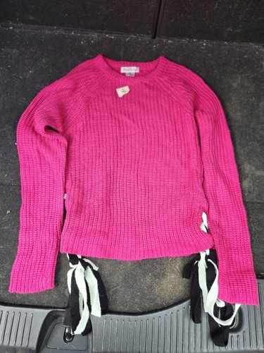 New Girls Sz XL 16 Pink Angel Brand Hot Pink Black & White Lace Up Side ...