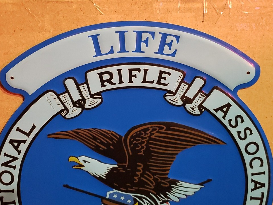 NRA Sign Life Member Vintage Metal RARE HTF USA 15x13 Bar Garage Blue ...