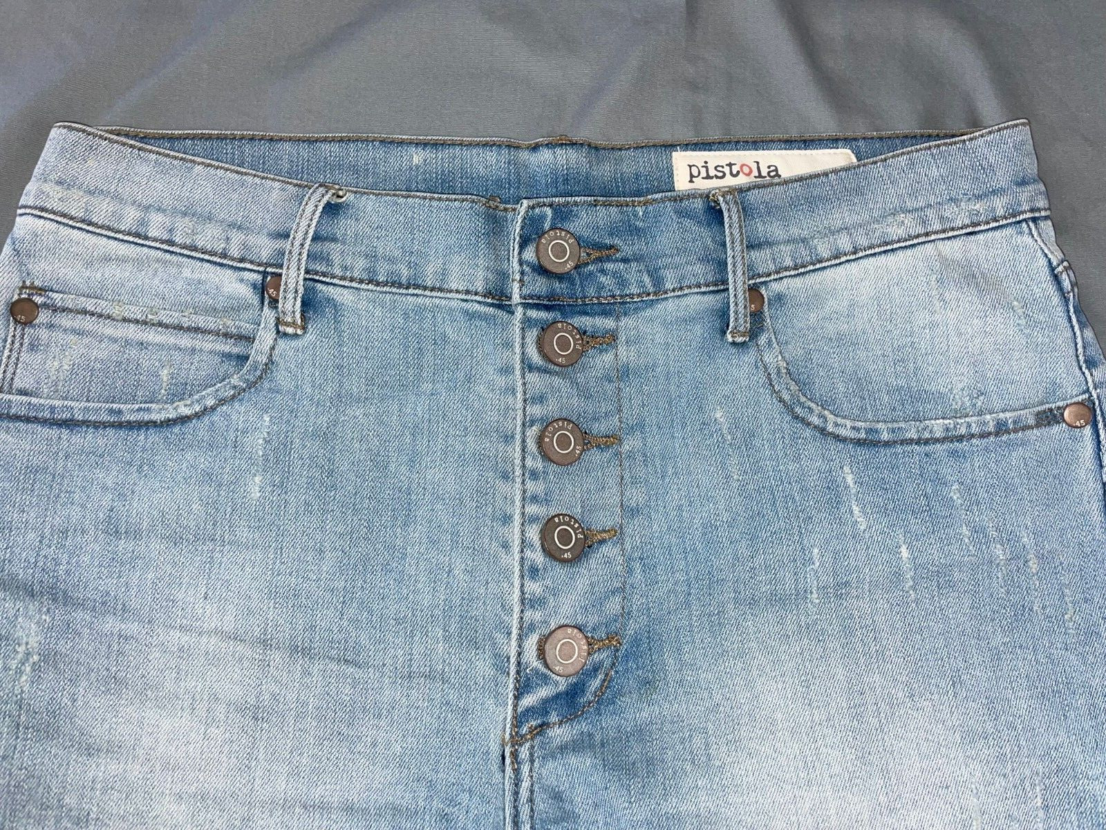 Pistola Open Button Fly Stretch Denim Cut Off Bermuda… - Gem