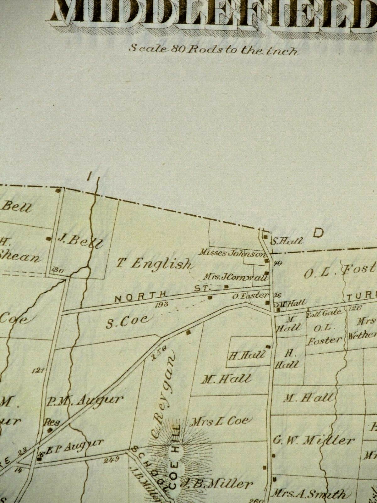 MIDDLEFIELD, CT., VINTAGE HAND COLORED 1874 MAP., NOT A REPRINT. | eBay