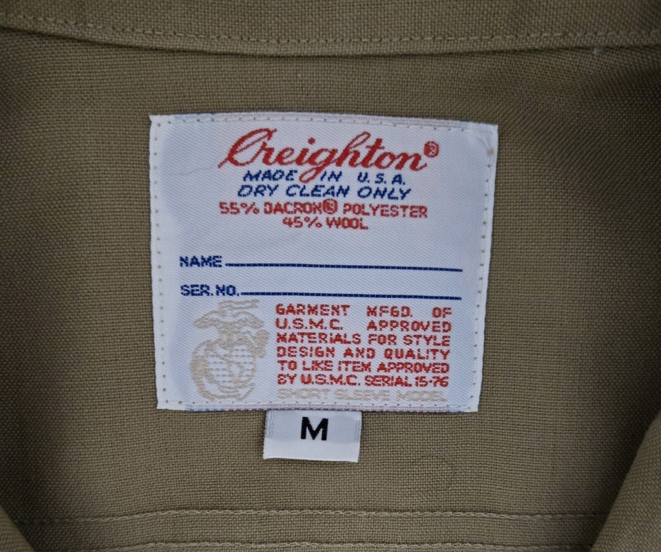 VTG Creighton USMC Marine Corps Men's Khaki Short Sleeve Uniform Shirt ...