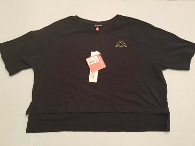Kappa Authentic Anez Women's Crop Top Black Gold Size XLarge 222 Banda ...