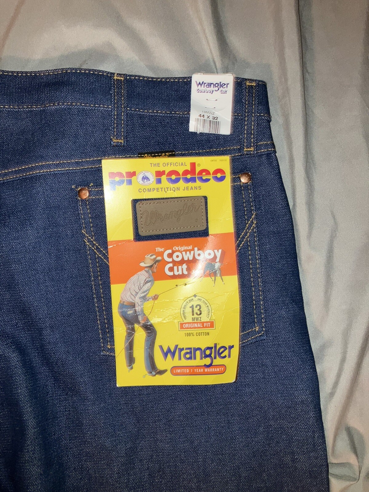VTG NWT 44/32 WRANGLER JEANS 13MWZ RAW DENIM Pro Rodeo Cowboy Cut ...