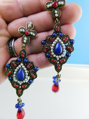 Vintage Post Dangle Boho Drop Colorful Hippy Belly Dancer Rhinestones ...