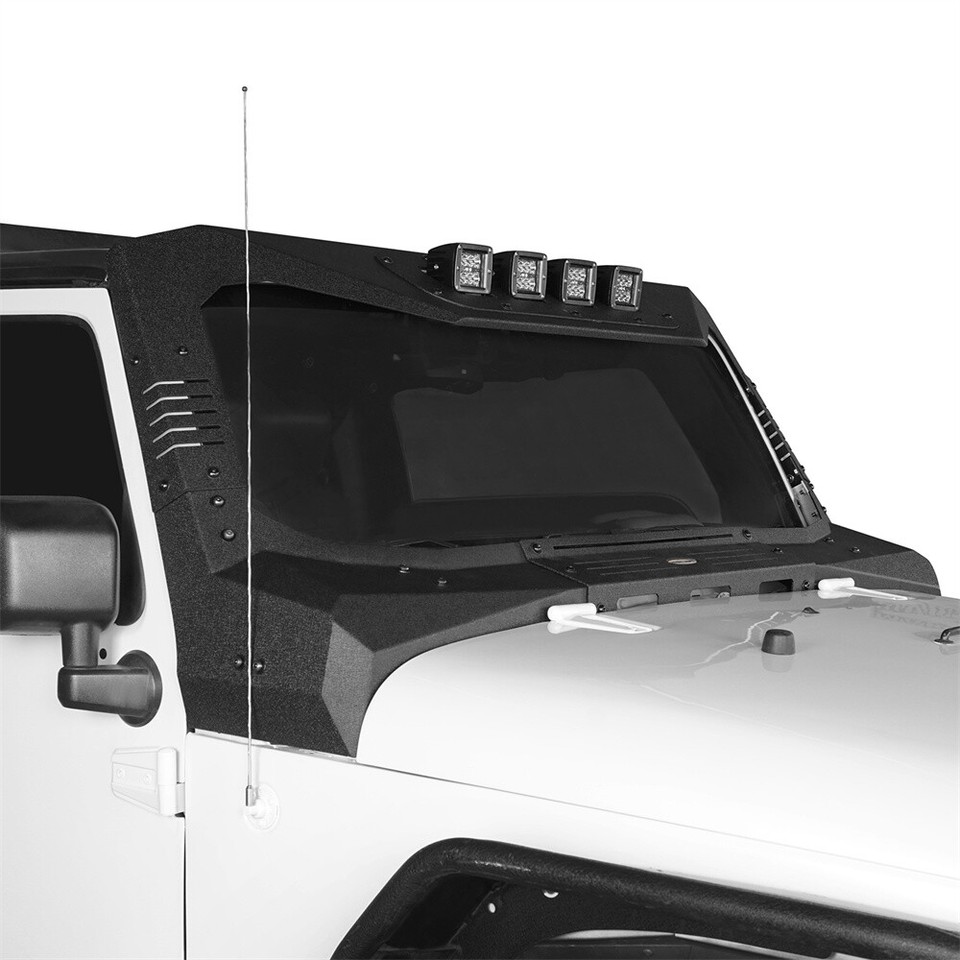 Fit 07-18 Jeep Wrangler JK Windshield Frame Cover Body Armor Roof Sun ...