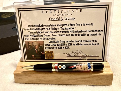 Writing Pen Made With A Donald Trump Neck Tie & Wood From The White ...