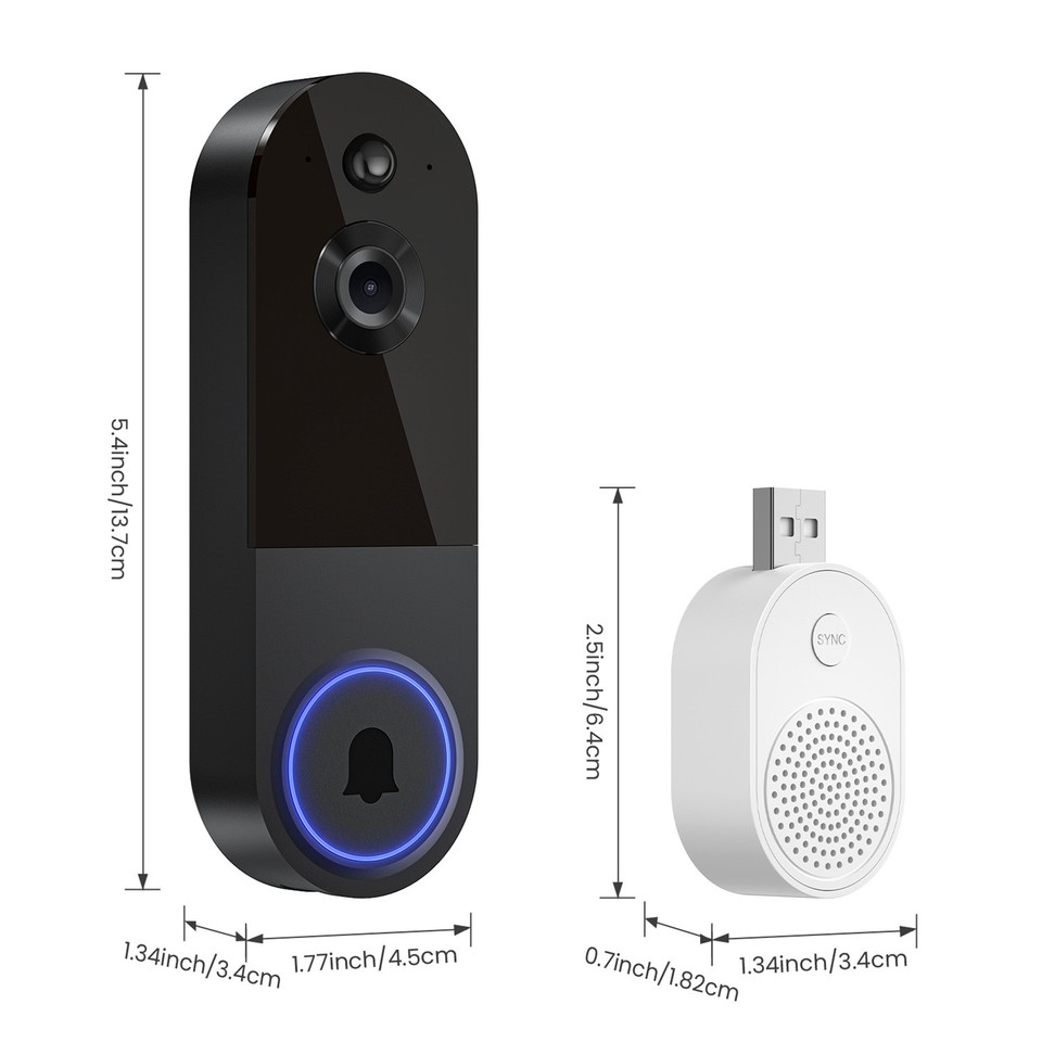 WiFi Video Doorbell 1080P Wireless Bell APP Smart Intercom Camera Ring ...