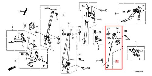 2013-18 Acura RDX Rear Left Side 2nd Row Seat Belt Retractor 04828-TX4 ...
