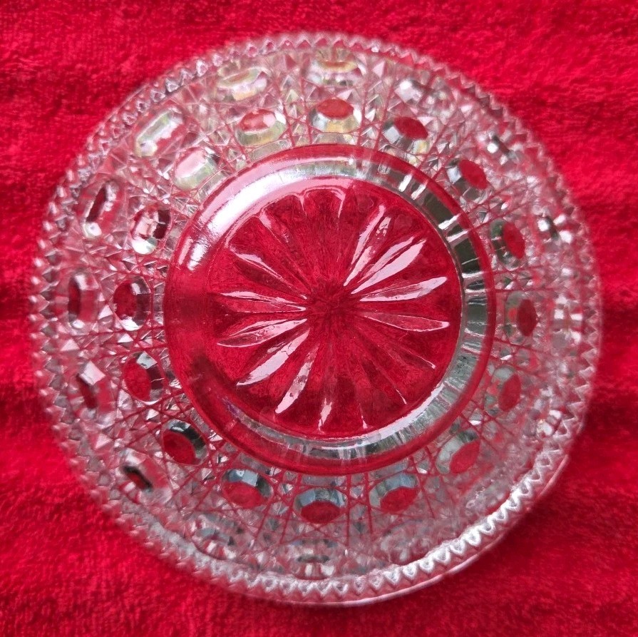 Vintage Indiana Glass Clear Candy Dish in the Windsor Button and Cane ...