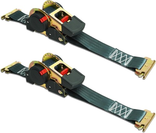 E-Track Retractable Ratchet Straps Tie Down Straps 2 Pack 1"X6'. 410lbs ...