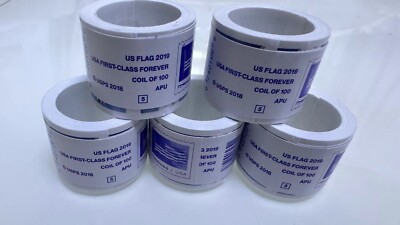 (5) Rolls of 100 2019 USPS Authentic Forever Stamps - Free Shipping ...
