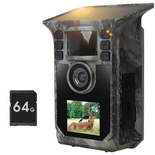 Solar Trail Camera 4K , 5000mAh and 64GB Memory Card, IP67 Waterproof ...