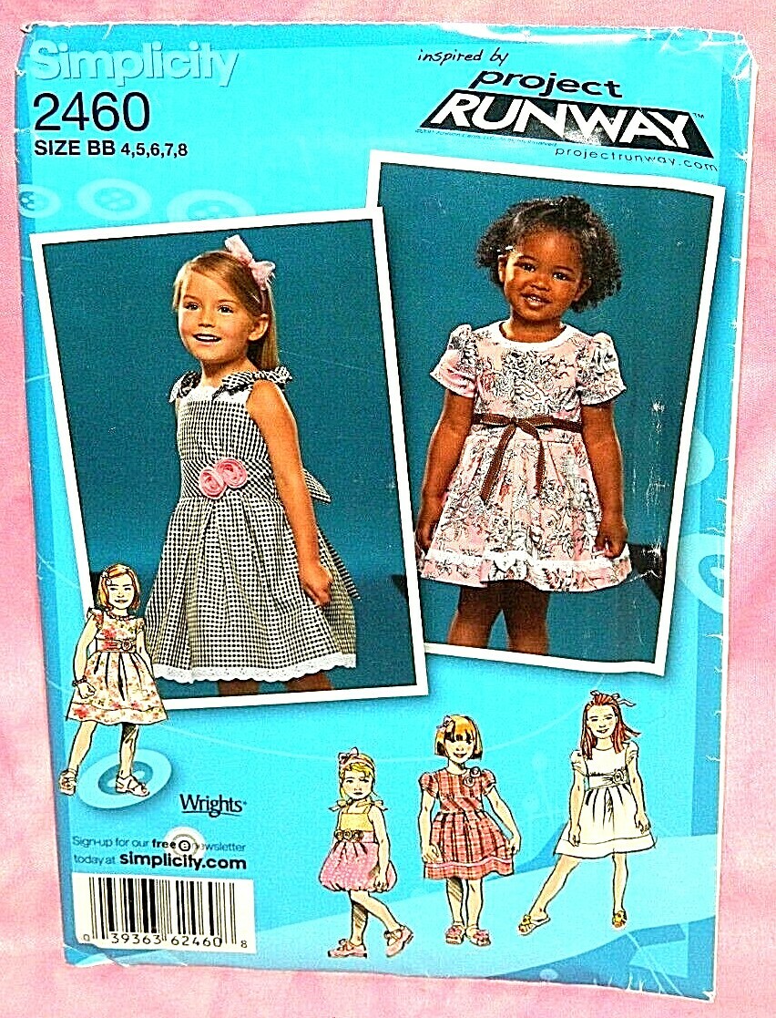 Simplicity Project Runway Pattern 2460 Child Dress Bodice Trim 4-8 OS ...