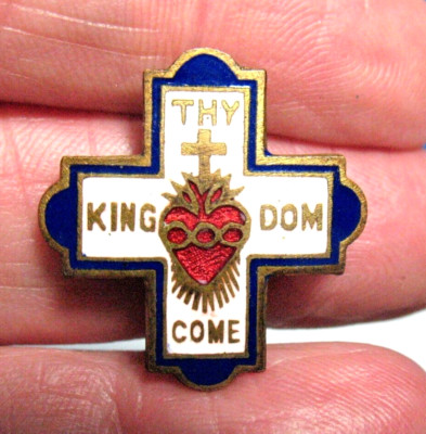GOLD ENAMEL THY KINGDOM COME RELIGIOUS PIN MEDAL VINTAGE | eBay
