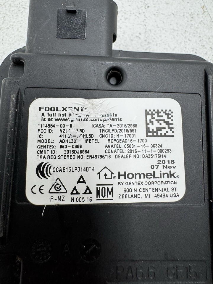 2016-23 Tesla 3 HOMELINK MODULE ID 1114984-00-B | eBay