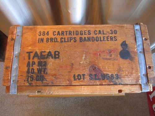 Vintage Military Army Wooden Ammo Crates Cartridge Artillery Box 30 CAL ...