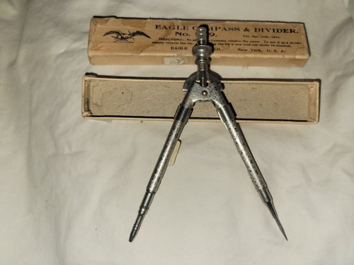 Antique Compass Silver Protractor Eagle Pencil Co.USA Original Box and ...