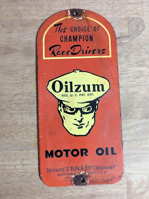 OILZUM Motor Oil Vintage Porcelain Sign White & Bagley Company ...