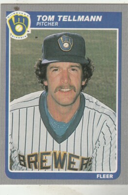 FREE SHIPPING-MINT-1985 Fleer #599 Tom Tellmann Milwaukee Brewers ...