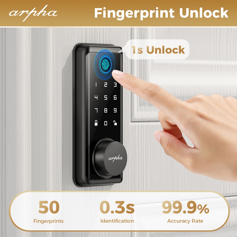 ARPHA Security Keyless Smart Door Lock 100Code Fingerprint Keyless Bluetooth APP | eBay