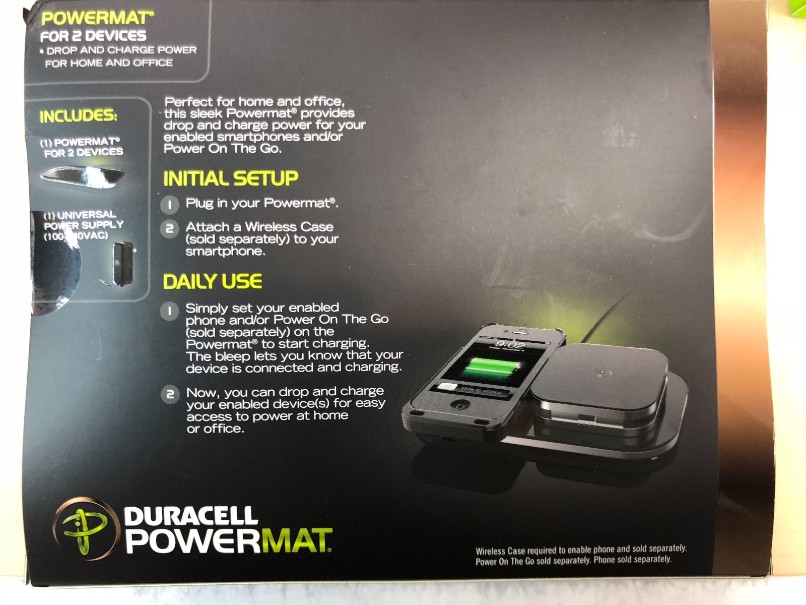 Wireless Charger Duracell Powermat for 2 Devices (PMA Compatible) Black ...