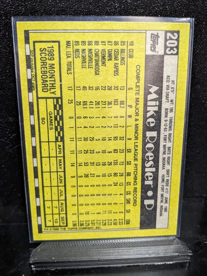 1990 TOPPS TIFFANY #203 MIKE ROESLER ROOKIE RC CINCINNATI REDS | eBay