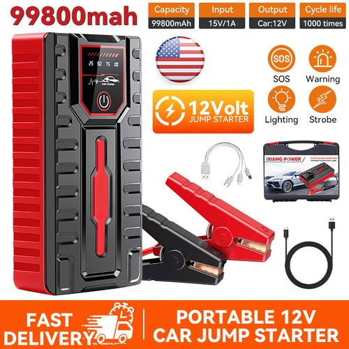 Car Jump Starter Booster Jumper Box Power Bank Battery Charger 99800mAh ...