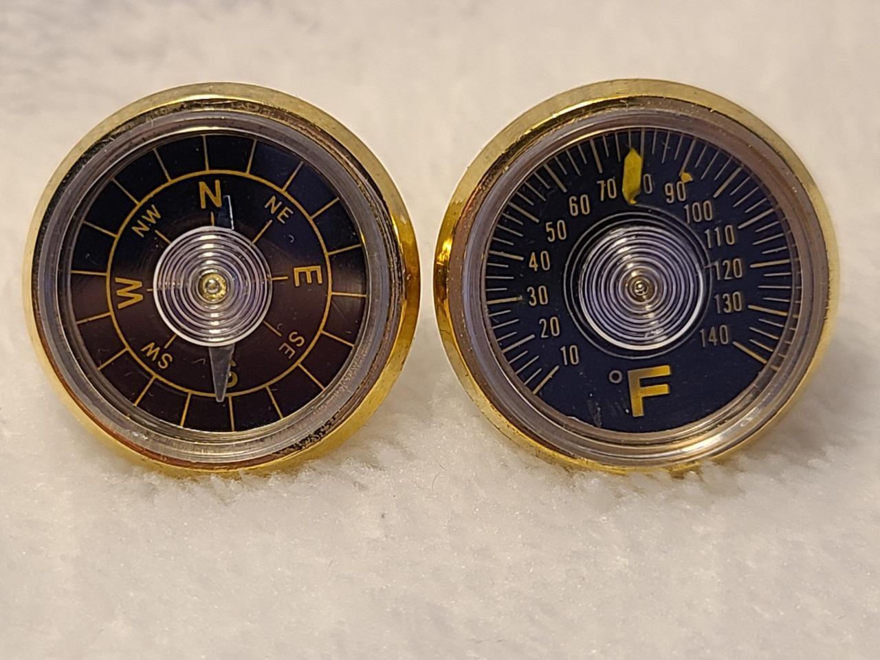 1950-60'S BRASS GOLD TONED STEAMPUNK THERMOMETER COMP… - Gem