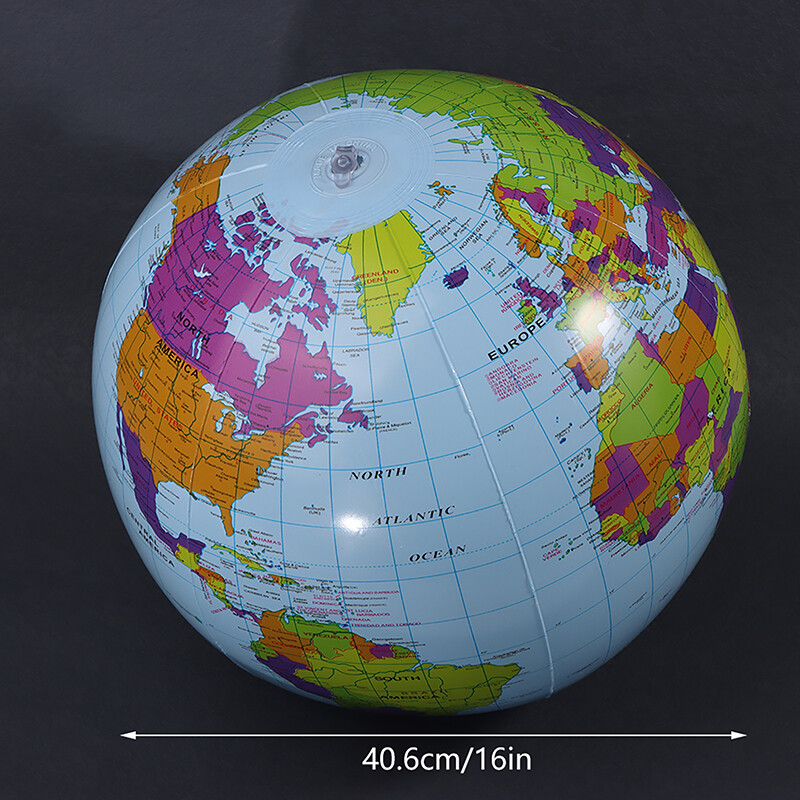 16" 40cm Inflatable World Geography Earth Map Ball Beach Ball ...