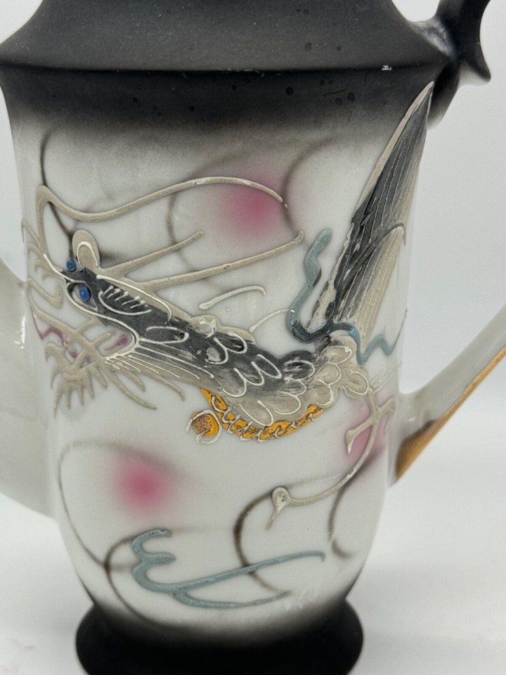 Vintage Japanese Moriage Dragonware Tea Set w/ Lithophane Geishaware ...