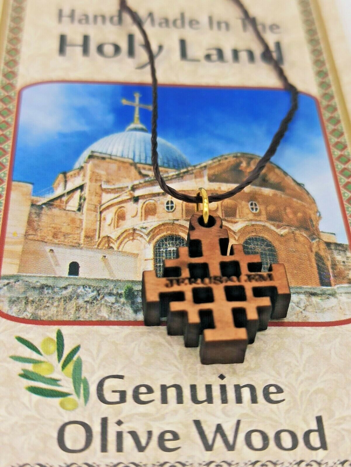 Terra Santa Necklace Cross Carved Wood Jerusalem Hand Made in Holy Land ...