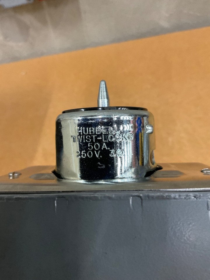 Hubbell Twist-Lock Receptacle 50A 250V 3Ø CS8369 w/ Enclosure & 2 ...
