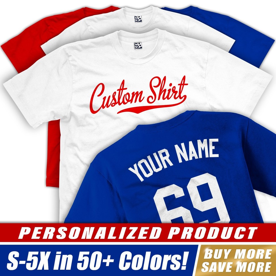 Custom Script T-Shirt Baseball Team Sports Jersey Name & Number Fan ...