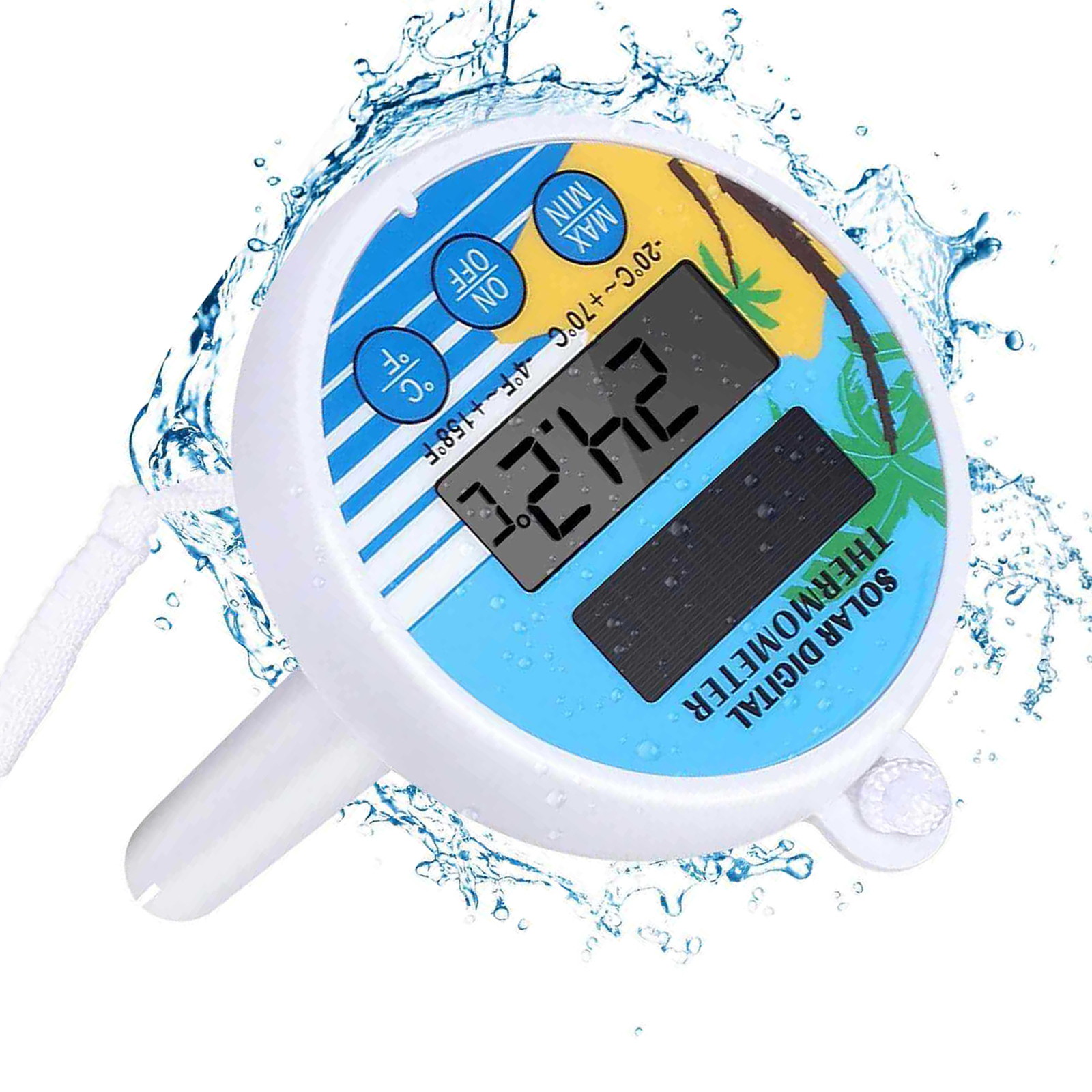 Floating Digital Thermometer Swimming Pool Solar Powered Wireless LCD ...