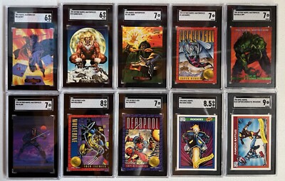 Lot Of 10 Graded Marvel Cards - Deadpool, Wolverine, Gambit, Blade ...