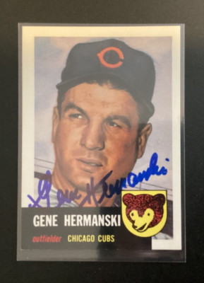 Gene Hermanski Signed Auto 1953 Topps Archives #179 Baseball Card ...