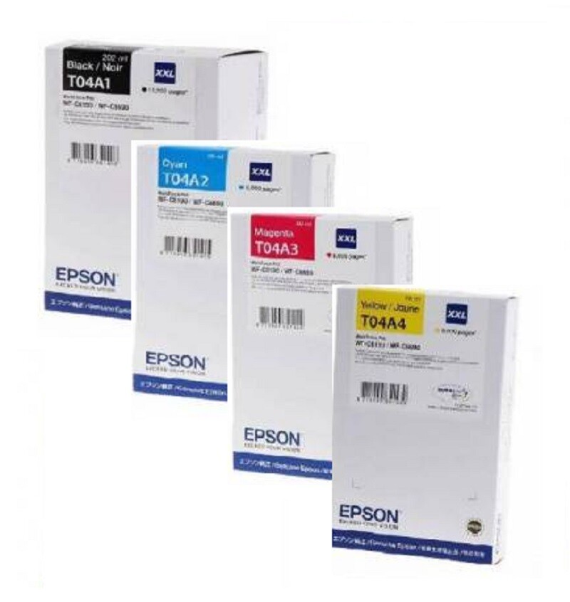 4 x Original Ink Epson WorkForcePro WF-C8190 WF-C8690 / T04A1 - T04A4 ...
