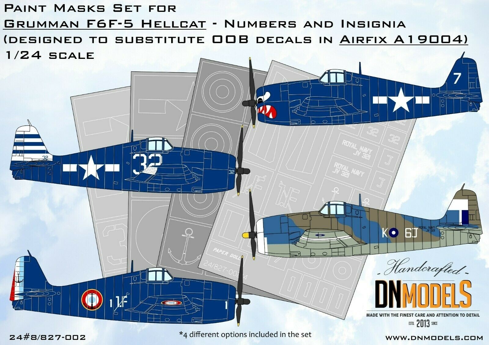 Hellcat F6F-5 Numbers & Insignia Paint Mask Set /for Airfix kit/ 1/24 ...