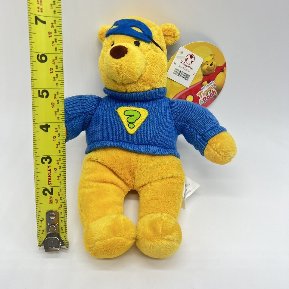 Disney Store Pooh Bean Bag Plush 7” Super Sleuth Toy Stuffed Doll W ...