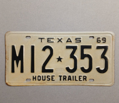 🐾 1969 TEXAS "HOUSE TRAILER" LICENSE PLATE (M12-353) UNUSED NOS | eBay