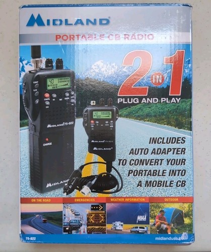 Midland 75-822 40-Channel Hand Held CB Radio with Adapter 616174184004 ...