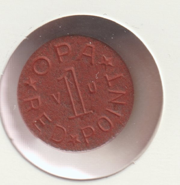 1944 US WWII OPA Red Ration Token VU Collectible WW2 Collection Old War ...