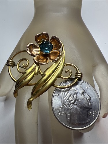 Vintage Van Dell 12K Gold Filled Aquamarine Flower Wreath Lapel Pin ...