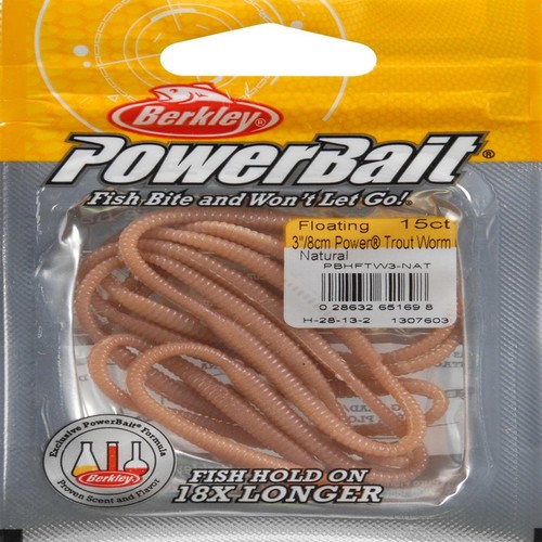 Berkley PowerBait 3in Power Floating Trout Worm Natural Scent 15 Count | eBay