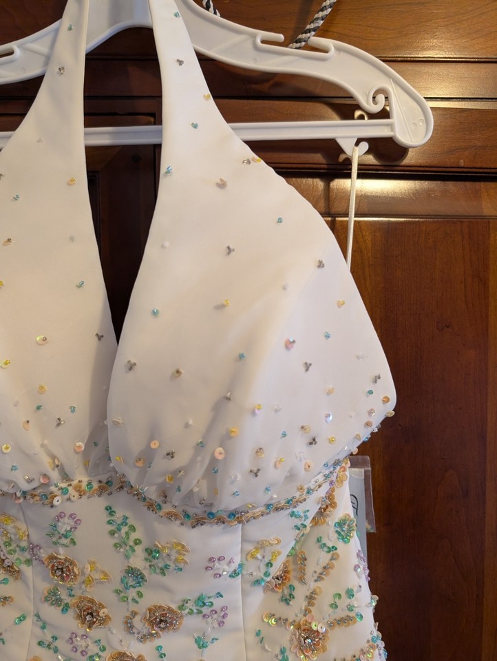 Tiffany Bling White, Wedding, Evening, Prom Dress Size M adjustable ...