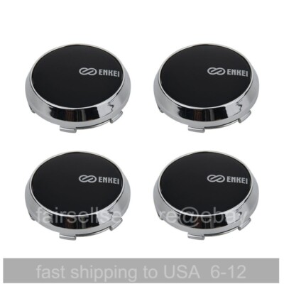 4 x 68 mm for Enkei Black Silver Badge Alloy Wheel Center Caps Rim Caps ...