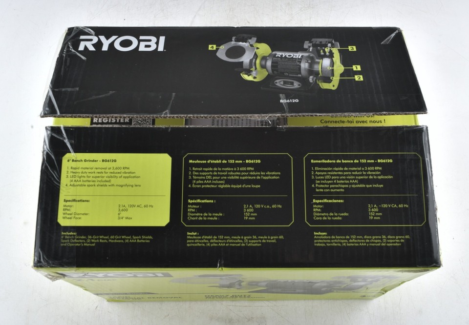 *RYOBI 2.1 Amp 6 in. Grinder with LED Lights BG612G | eBay