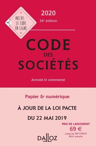Code des societes 2020, annote et commente - 36e ed. Jean-Paul Valuet ...