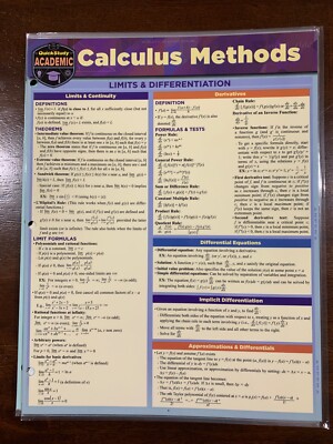 Barcharts Calculus Methods Quick Study Guide | eBay