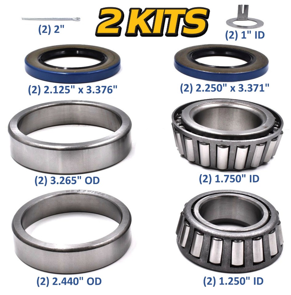 (2 Kits) 5200-6k lb Trailer Wheel Bearing Kit 25580/25520 & 15123/15245 ...